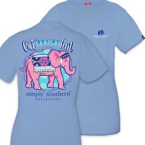 Simply Southern | Tops | Nwt Simply Southern Light Blue Elephant Tee ...